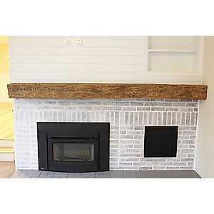 Modern Timber Craft Hand Hewn Wood Barn Beam Fireplace Mantel Shelf - Certified Reclaimed American Barnwood Floating Rustic Shelving, 66 Inches