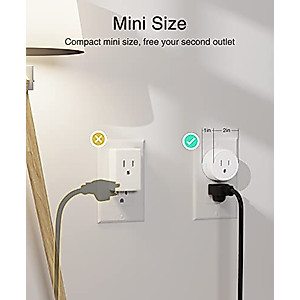 GHome Smart Mini Plug, Wi-Fi Outlet Socket Compatible with Alexa and Google Home, Remote Control with Timer Function, No Hub Required, ETL FCC Listed (1 Pack), White