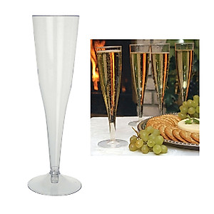 24 Pc Plastic Champagne Flutes Disposable Wine Glasses Mimosa Cups Wedding 6oz Clear Glassware Beverage Events Shatterproof Toasting Catering Holidays Thanksgiving Drinkware Drinking Dish Tableware