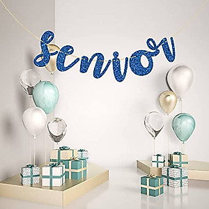 Talorine Blue Senior Banner - for Congrats Grad Bunting - Educated AF - Graduation Party Bunting Decorations (Glitter)