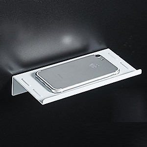 Wellsum Wall Mount Carbon Steel Phone Holder Phone Shelf Anti-Slip Style for Bathroom