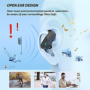 DACOM True Wireless Bone Conduction Headphones Open Ear Bluetooth Headphones with Earhooks 26 Hrs Playtime with Charging Case Sport Earbuds Waterproof with Built-in Mic for Workouts Running Cycling