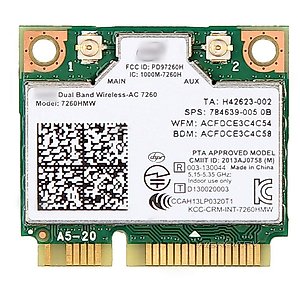 Mini pcie WiFi Card Dual Band Wireless AC 7260 PCI Express Network Card 802.11ac 2x2 Wi-Fi 7260hmw Bluetooth 4.0 Half WiFi Card for Laptop Desktop