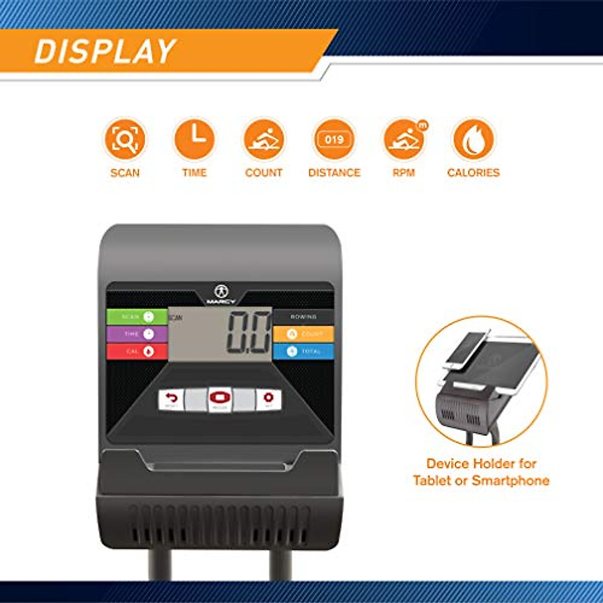 Marcy Foldable 8-Level Magnetic Resistance Rowing Machine with Transport Wheels NS-40503RW,Grey