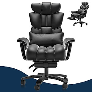 HomeZeer Big and Tall Office Chair 400lbs Wide Seat, Comfortable Reclining Office Chair with Footrest, High Back Leather Executive Office Desk Chair with Lumbar Support for Home Office