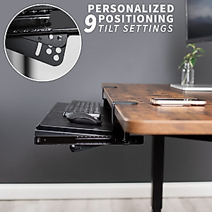 VIVO Large Tilting Keyboard Tray Under Desk Pull Out with Extra Sturdy C-Clamp Mount System, 27 (33 Including Clamps) x 11 inch Slide-Out Platform Computer Drawer for Typing, Black, MOUNT-KB05T