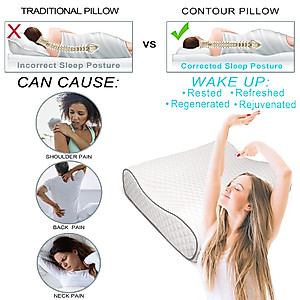Memory Foam Cervical Neck Pillow - Back, Stomach, and Side Sleeper Pillow for Neck and Shoulder Pain Relief and Snoring Reduction - Orthopedic Neck Support Pillow with Breathable Cover