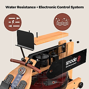 SNODE Wood Water Rowing Machine for Home Use, Foldable Rower Machine, Imported Beech Wood, Rower Machine with Bluetooth and LCD Monitor, Soft Seat