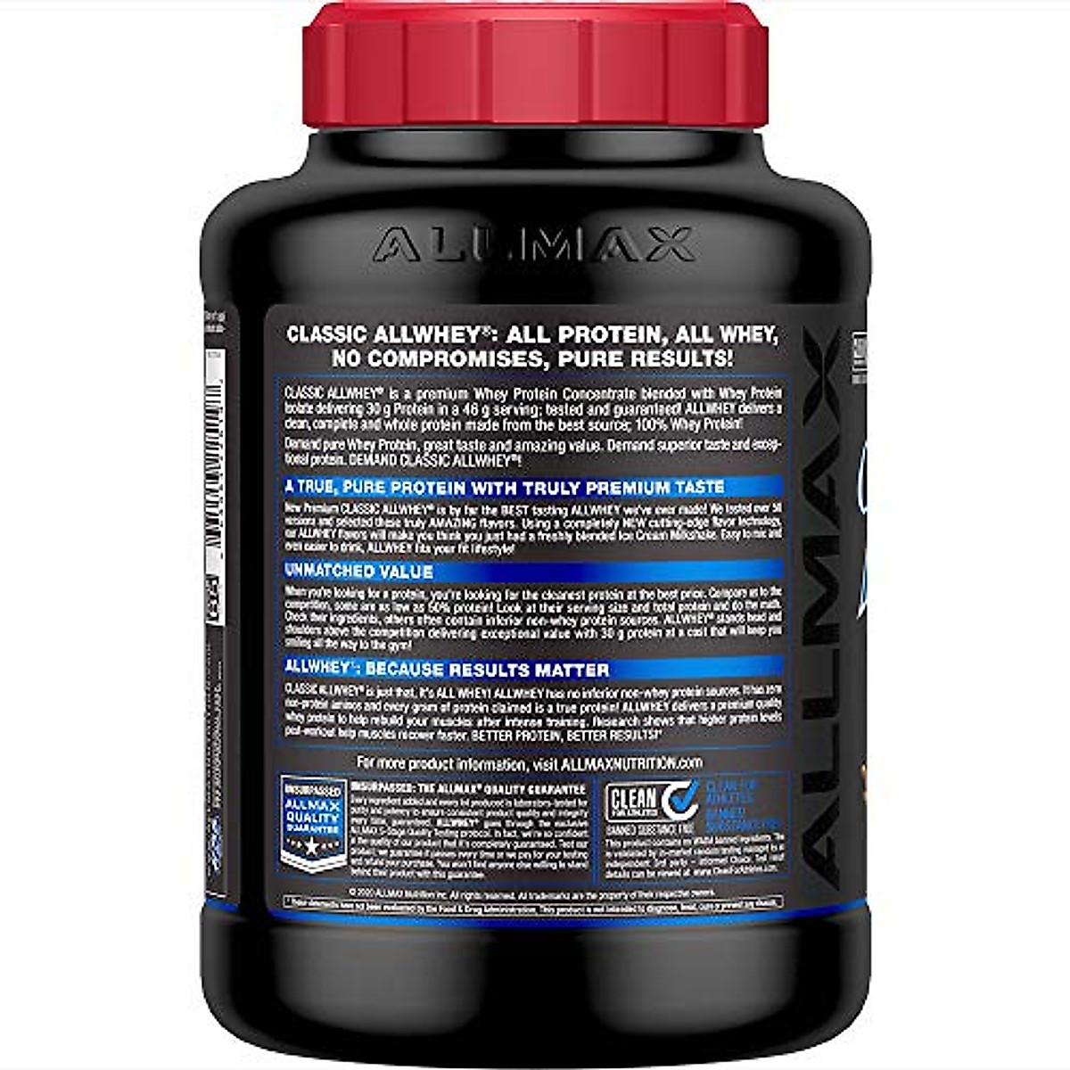ALLMAX Nutrition - Classic Allwhey Protein Powder, 100% Whey Protein Source, 30 Grams of Protein, Gluten Free, 0 Grams of Trans Fat, Chocolate Peanut Butter 5 Pound