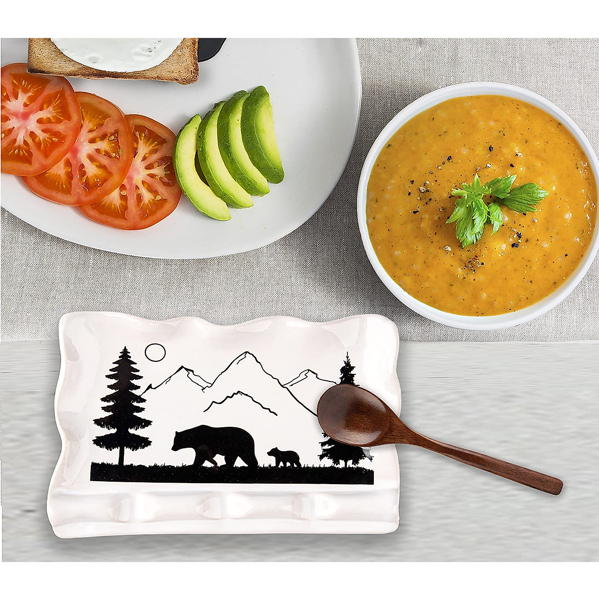 Spoon Rest Spoon Holder for Stove Top Spoon Rest for Kitchen Counter Spoon Rest for Stove Top Ceramic Spoon Rest Hold 3 Spoon bear-picture