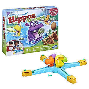 Hasbro Gaming Hungry Hungry Hippos Launchers Game for Kids Ages 4 and Up, Electronic Pre-School Game for 2-4 Players