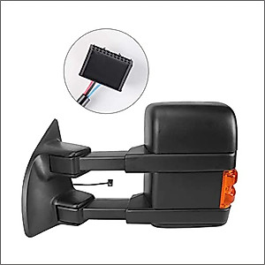 Perfit Zone Towing Mirrors Replacement Fit for 2008-2016 F-250 F-350 F-450 F-550 SUPER DUTY,MANUAL,W/O HEATED,W/AMBER SIGNAL,BLACK (PAIR SET)