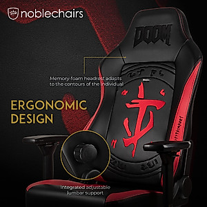 noblechairs Hero Gaming Chair/Office Chair with Lumbar Support, PU Faux Leather, Doom Edition