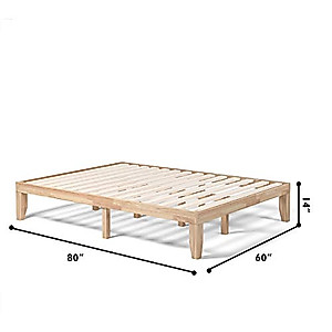 Giantex Queen Wood Platform Bed Frame, 14 Inch Solid Rubber Wood Mattress Foundation, Heavy Duty Wood Slats Support, No Box Spring Needed, Easy Assembly, Natural