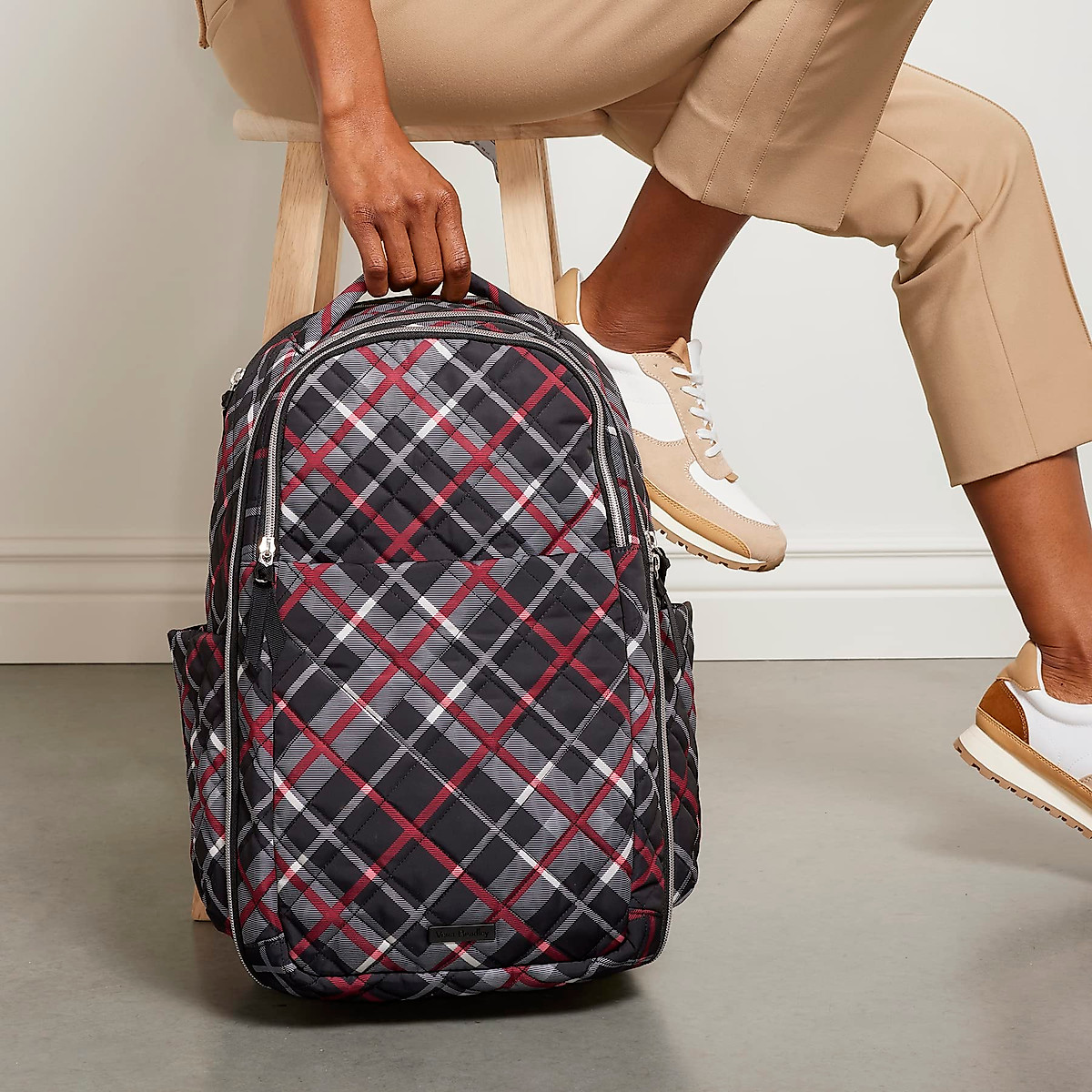 Vera Bradley Performance Twill Backpack Travel Bag, Tiger Lily Blue Oar