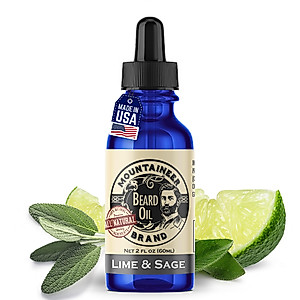 Mountaineer Brand Beard Oil - WV Lime & Sage Scent - 100% Natural Conditioner and Softener For Men - Hydrates and Moisturizes for Beard Growth - Treats Dry Itchy Beards - 2oz