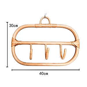 PURPLELILY Nordic Natural Rattan Wall Hooks Clothes Hanger Hanging Hat Coat Organizer Rack Home Hotel Kids Room Decoration Home Kids Room Decoration