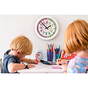 ertt Teaching Wall Clock - Learn The Time Wall Clock - Kids Analog Clock for Classroom, Playroom, Bedroom, Educational Room Decor - School Clock for Kids with Rainbow Face (29cm)