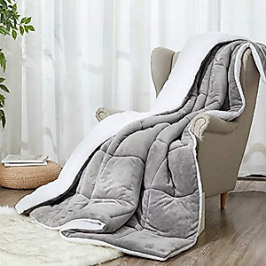 ART DEMO Home Ultra Soft Plush Sherpa Fleece Comforter Bed Set with Pillow Shams for All Season, 3 Piece, Full/Queen Size, Charcoal Grey