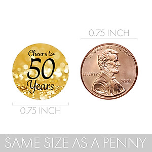 Black and Gold 50th Birthday Party Favor Chocolate Kisses Candy Stickers - 180 Labels