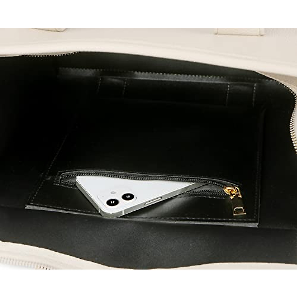 CACYTILT The Tote Bag for Women 13 * 11 * 6 inch PU Leather Large Tote Bags with Zipper Fashion Design Handbag for Daily Use School Work (Brown)