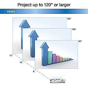 Epson VS355 WXGA 3,300 lumens color brightness (color light output) 3,300 lumens white brightness (white light output) HDMI 3LCD projector