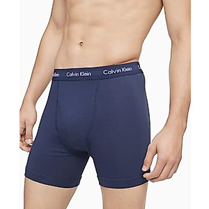 Calvin Klein Men's Cotton Stretch 3-Pack Boxer Brief, Black, Blue Shadow, Cobalt Water, M