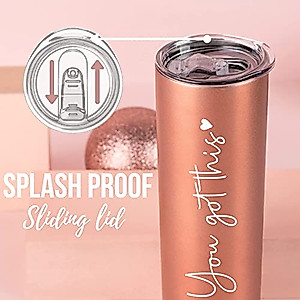 Onebttl Inspirational Gifts for Women, Motivational Encouragement Job Promotion Congratulations Gifts for Women, Friends, New Mom, Coworkers, Besties, Mom-to-be, Skinny Tumbler 20 Oz - Rose Gold