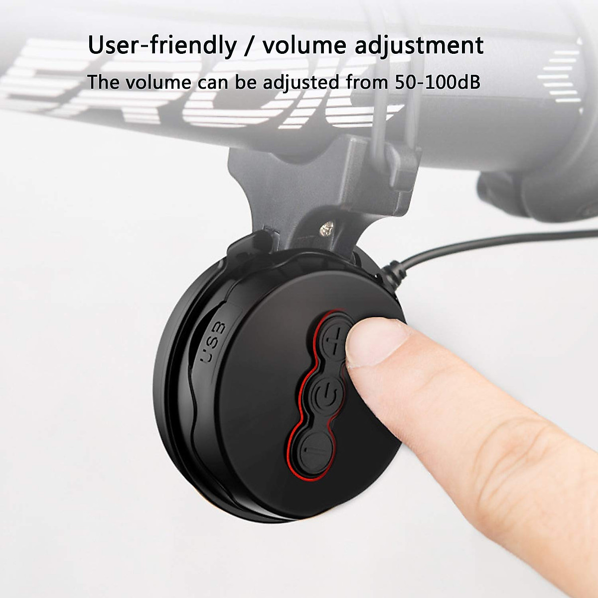 Electric Bike Horn Electronic Bicycle Bell,Latest 4 Soft Sound Modes with Rechargeable Battery,Volume Adjustment 50-120 DB,Waterproof Horn for Women Men Kids' Tricycles Scooter BMX MTB