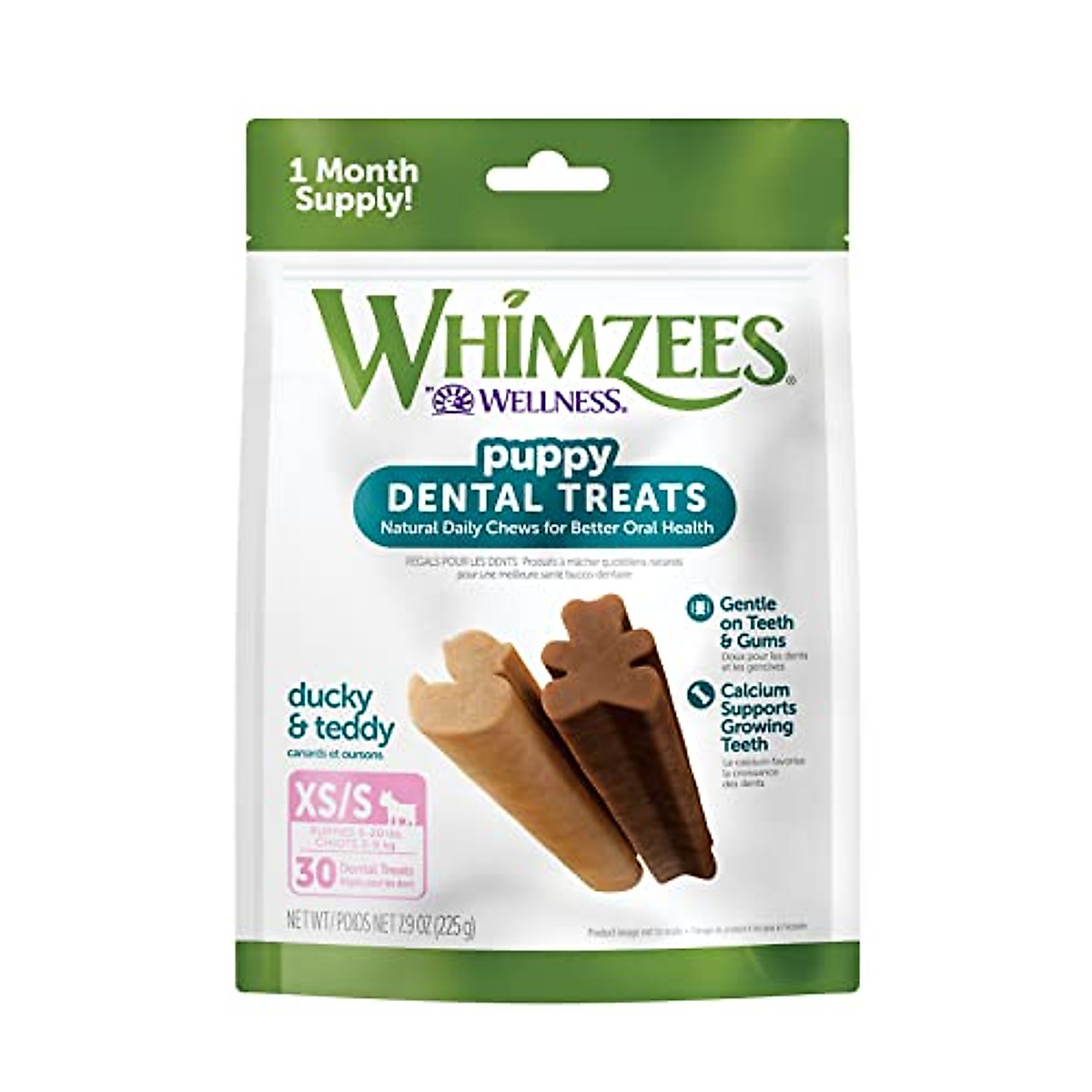 WHIMZEES by Wellness Puppy Natural Dental Chews for Dogs, Long Lasting Treats, Grain-Free, Freshens Breath, Extra Small/Small Breed, 30 count