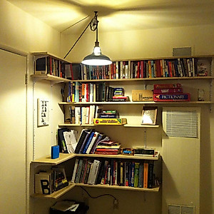 CLAXY Industrial Plug-in Barn Pendant Lighting Black Farmhouse Pendant Light with On/Off Switch 197 Inches Cord