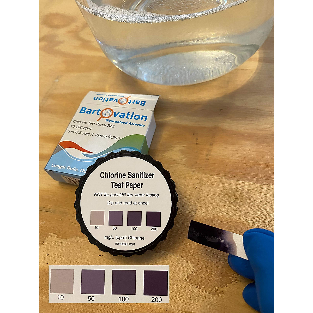 Chlorine Sani Test Strips for Food Service Restaurant Sanitizer Bleach Test Paper, 10-200 ppm [5 Meter Roll]