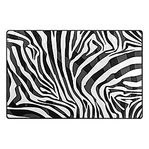 Linomo Area Rug Animal Zebra Print Floor Rugs Doormat Living Room Home Decor, Carpets Area Mats for Kids Boys Girls Bedroom 60 x 39 Inches