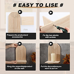 SHINXIOS 2pcs Boho Wall Shelf,Boho Wall Decor for Bedroom and Office,Wood Boho Bookshelf.