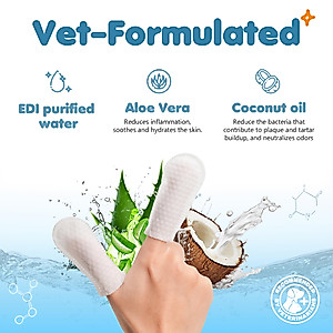 OOHAYA 3-in-1 Pet Finger Wet Wipes for Dogs & Cats, Soft Disposable Finger Wipes for Eye, Ear, & Dental Care, Freshen Breath with Dental Finger Wipes, Pack of 50