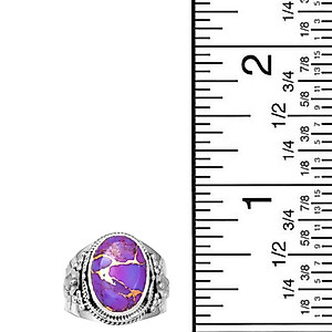 YoTreasure Purple Copper Turquoise Solid 925 Sterling Silver Chunky Ring Jewelry