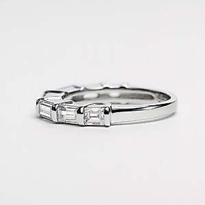 Michooyel S925 Baguette Eternity Ring Wedding Band Ring Cubic Zirconia Stacking Ring Sterling Silver Ring for Women