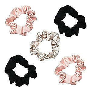 Kitsch Satin Hair Scrunchies for Women - Softer Than Silk Scrunchies for Hair | Satin Scrunchies for Girls & Stylish Satin Hair Ties for Women | Cute Satin Hair Scrunchie for Styling, 5 pack (Assorted)