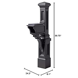 Step2 Atherton Mail Post, Mailbox Not Included, Weather Resistant, Large Outdoor Mailbox Post, Made of Durable Plastic, Easy to Install, Onyx Black