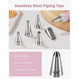 Kootek 32-Piece Piping Bags and Tips Set with 24 Icing Piping Tips, 2 Reusable Pastry Bags 12 Inch, Reusable Piping Icing Bags and Tips, Cake Decorating Kit for Frosting Cookie, Cupcake