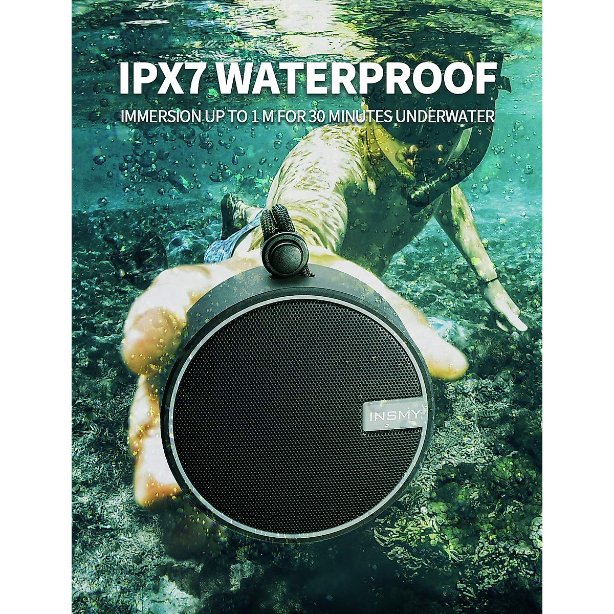 INSMY C12 IPX7 Waterproof Shower Bluetooth Speaker, Portable Small Speaker, Speakers Bluetooth Wireless Loud Clear Sound Support TF Card Suction Cup for Kayak Canoe Beach Gift (Purple)