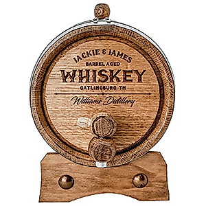 Personalized - Customized American White Oak Aging Barrel - Barrel Aged (2 Liters, Black Hoops)