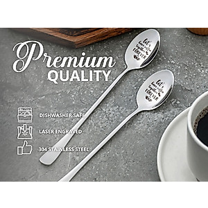 Coffee Spoons for Couples, 2 Pcs Stainless Steel Engraved Coffee Spoons, Coffee Lovers Gifts, Gift Ready Package, Let's Have Coffee Together Forever