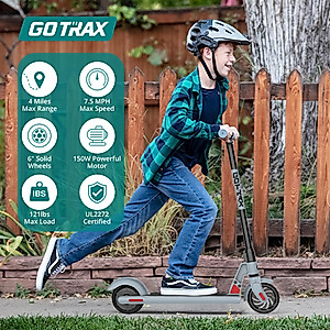 Gotrax GKS Electric Scooter, Kick-Start Boost and Gravity Sensor Kids Electric Scooter, 6" Wheels UL Certificated E Scooter for Kids Age of 6-12 (Black)