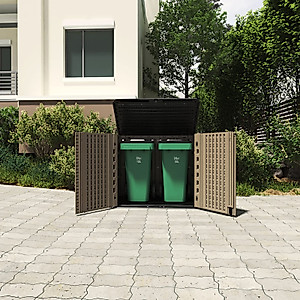 HOMSPARK Storage Shed Weather Resistance, Multi-Purpose Outdoor Storage Cabinet for Backyards and Patios, Horizontal Storage Shed for Lawnmower, Patio Accessories (Coffee, Large - 26 cu.ft)