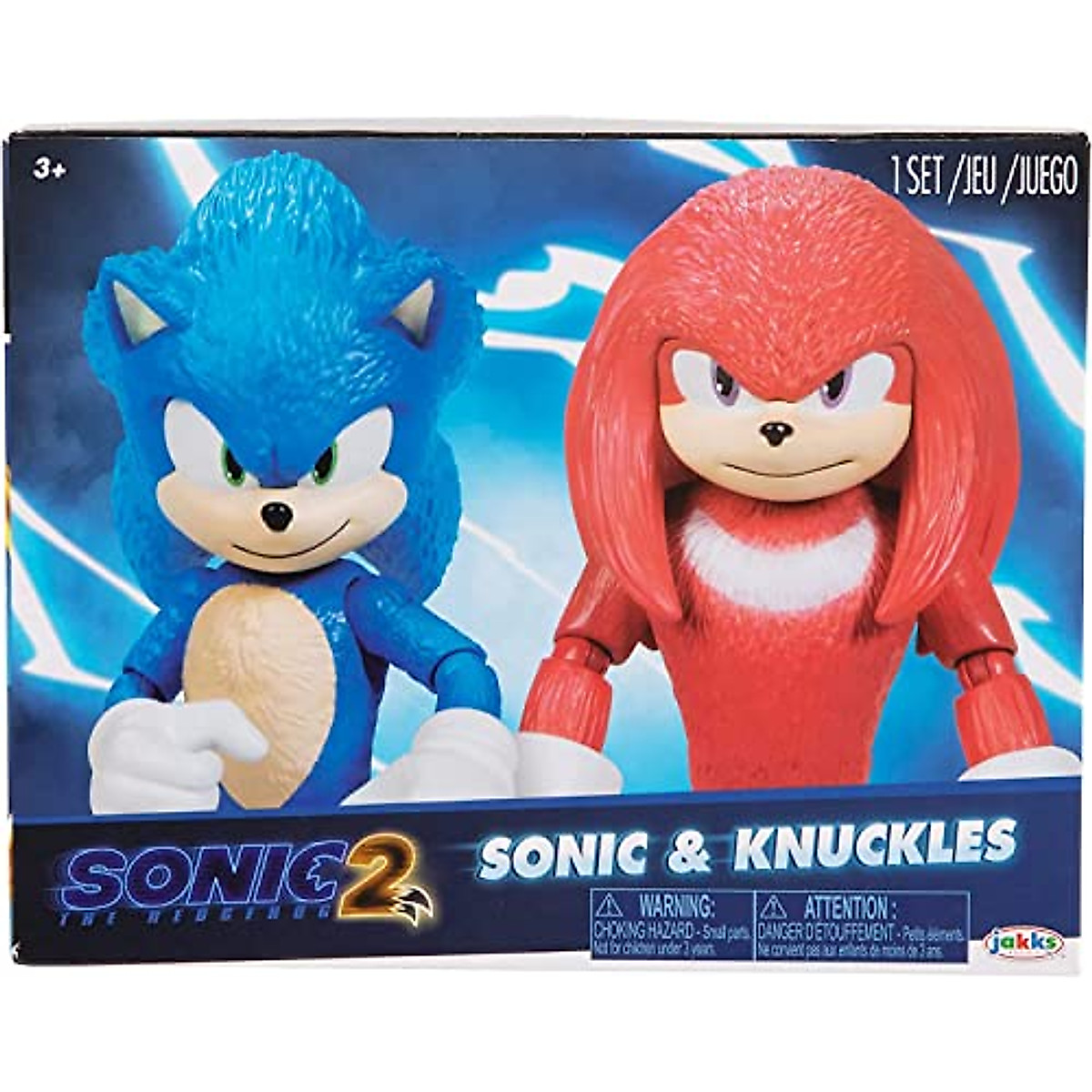 Sonic the Hedgehog Sonic 2 Movie 4" Action Figure 2 Pack - Sonic & Knuckles , Red