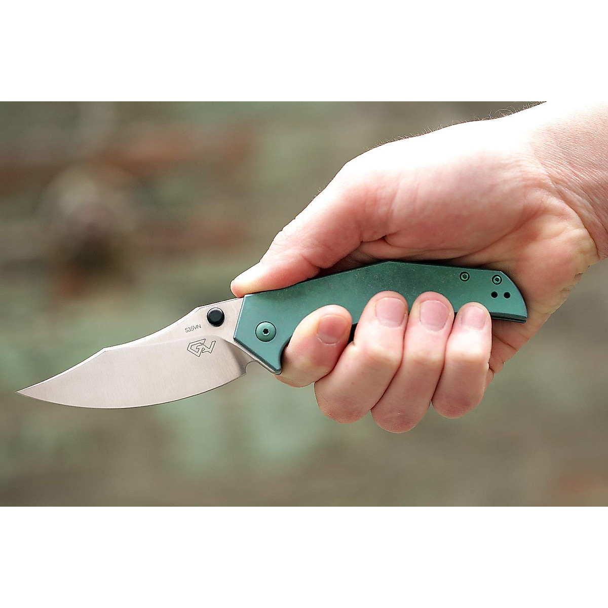 DROP Massdrop + Gavko Thresher Titanium Frame Lock Pocket Knife, Pelagic Sand, Right Hand
