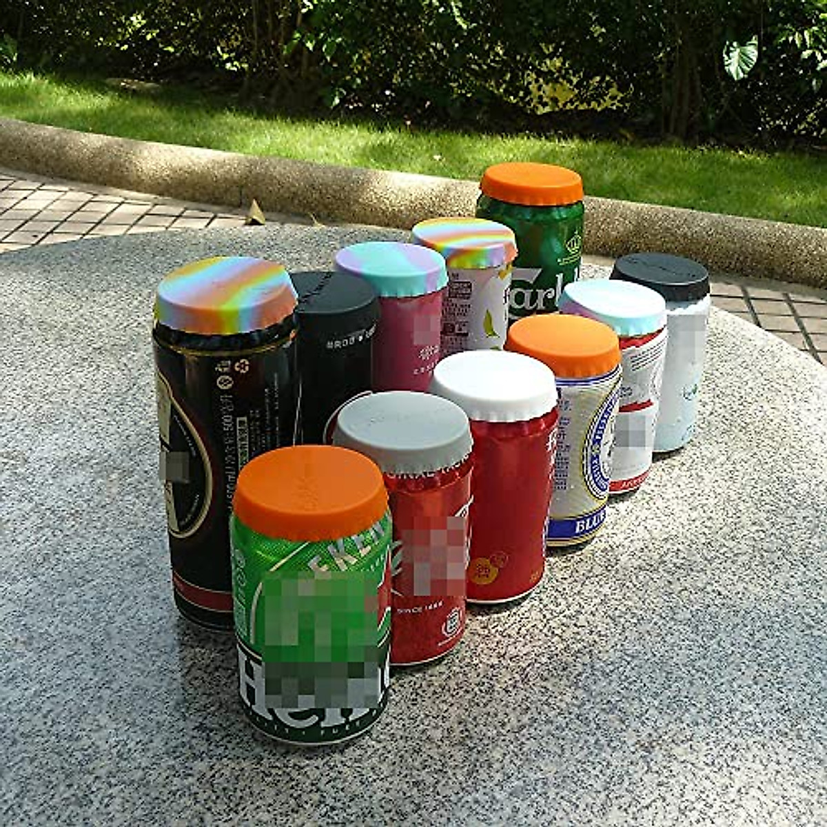 Soda/Beverage/Beer Saver Can Lids, Silicone Can Stopper Covers with No Spill - Fits standard Soda/Beverage/Beer cans (6 Pack, Assorted)