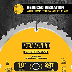 DEWALT 10-Inch Miter / Table Saw Blade, ATB, Thin Kerf, 5/8-Inch Arbor, 24-Tooth (DW3112)