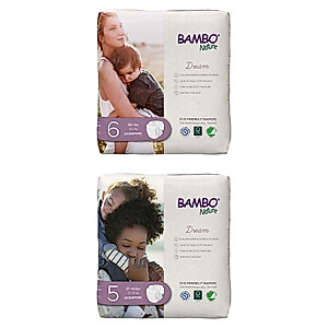 Bambo Nature Premium Eco-Friendly Baby Diapers, Size 6, 24 Count and Size 5, 25 Count